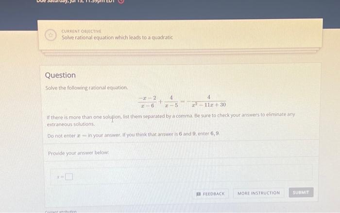 Solved Current Objective Solve Rational Equation Which Leads
