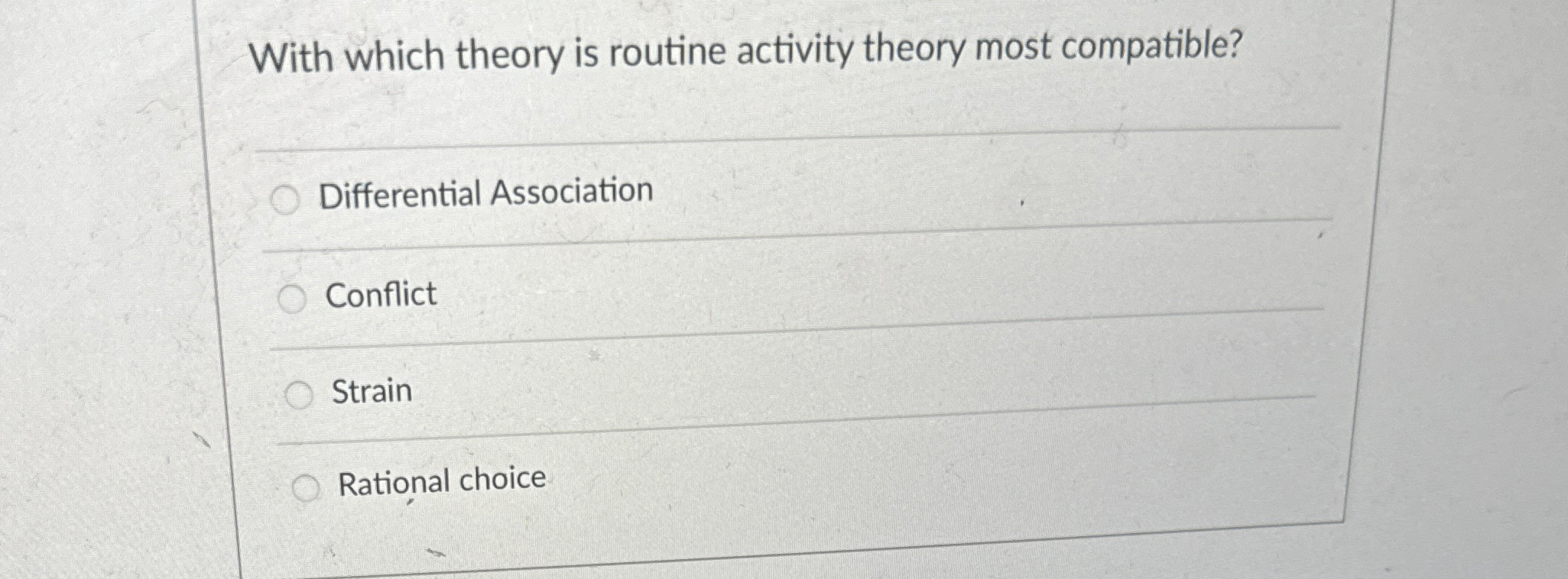 Solved With which theory is routine activity theory most | Chegg.com
