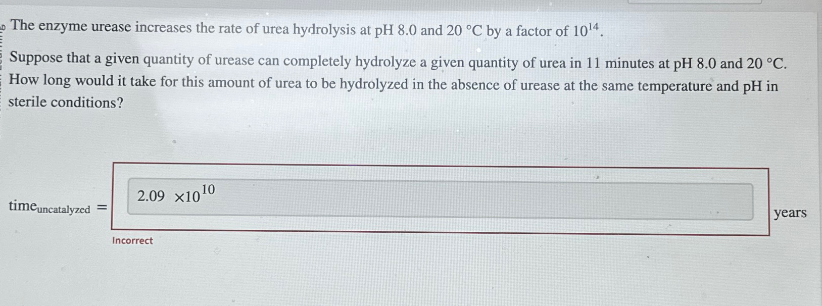 Solved The enzyme urease increases the rate of urea | Chegg.com