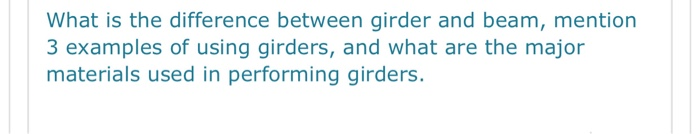 Solved What is the difference between girder and beam, | Chegg.com