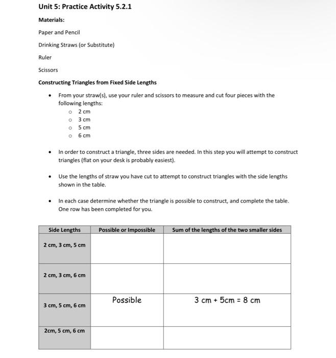 Solved Constructing Triangles from Fixed Side Lengths - From | Chegg.com