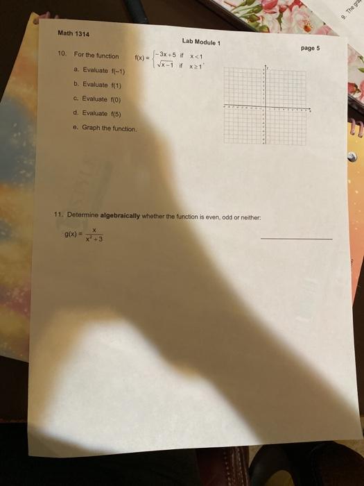 Solved Math 1314 Lab Module 1 page 4 8. State the domain and | Chegg.com