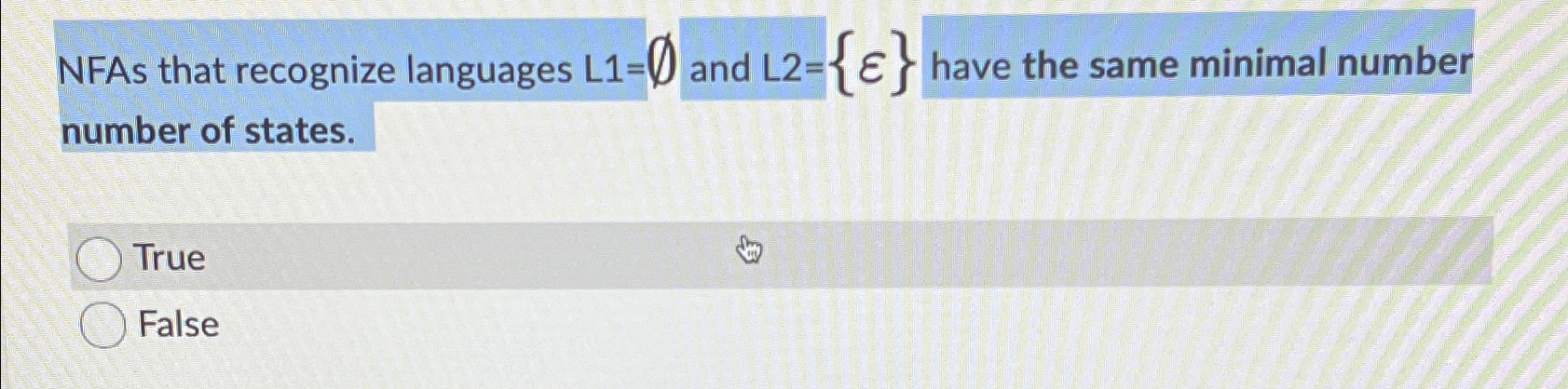 Solved NFAs that recognize languages L1=O ﻿and L2={ε} ﻿have | Chegg.com