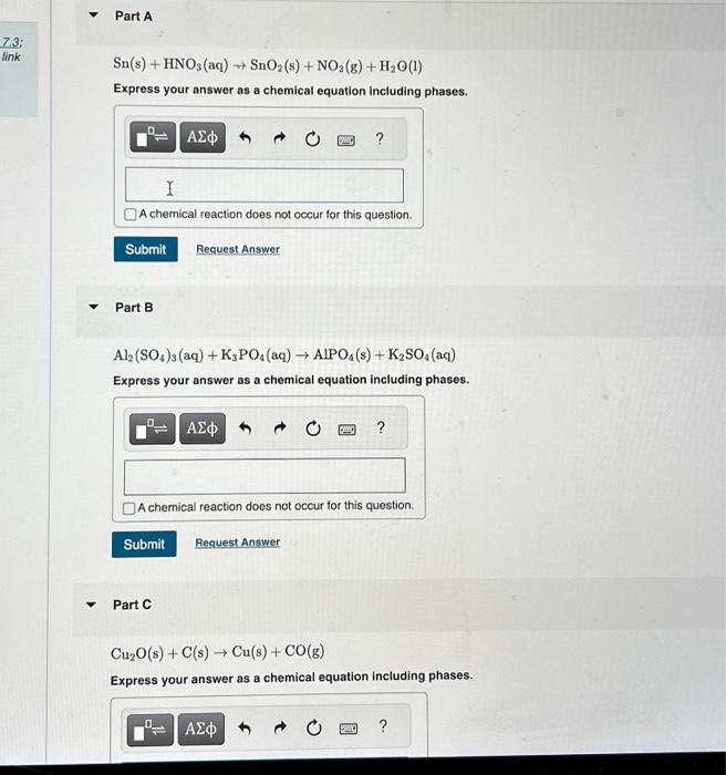 Solved Part A Sn(s) + HNO3(aq) → SnO2 (s) + NO2(g) + H₂O(1) | Chegg.com