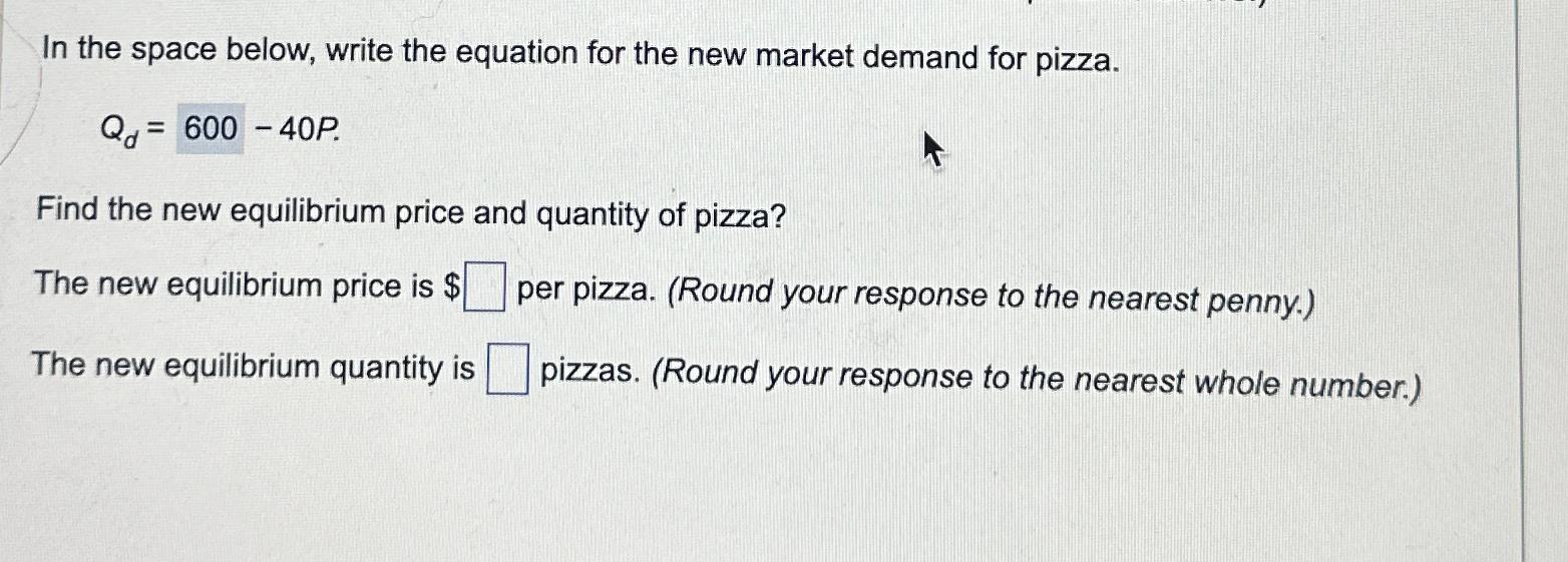 Solved In the space below, write the equation for the new | Chegg.com