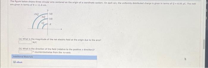 Solved The figure below shows three circular arcs centered | Chegg.com
