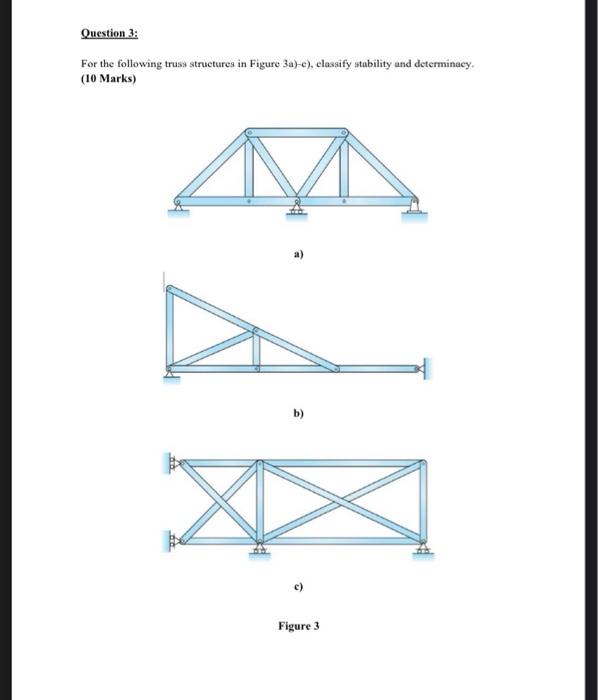 Solved For the following truss struetures in Figure 3a)-e), | Chegg.com
