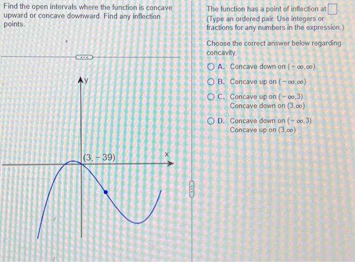 Solved Find the open intervals where the function is concave | Chegg.com