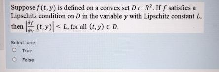 Solved Suppose f(t,y) ﻿is defined on a convex set DsubR2. | Chegg.com