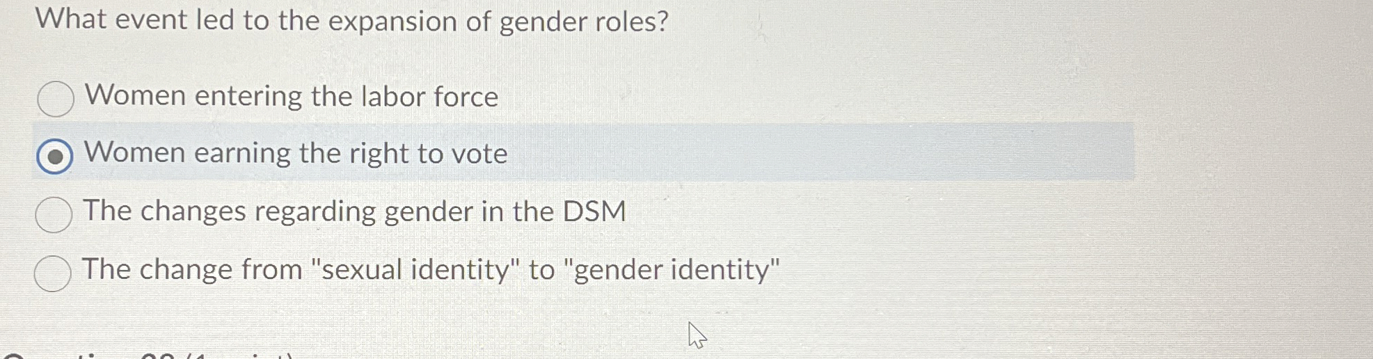 Solved What event led to the expansion of gender roles?Women | Chegg.com