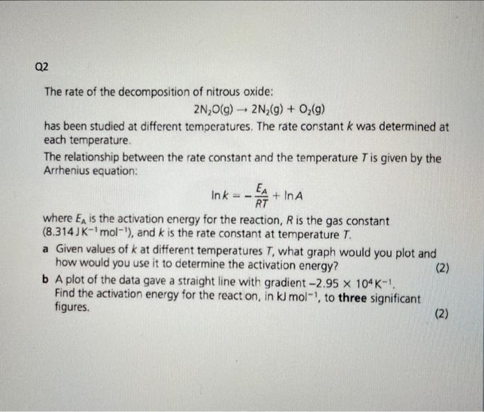 Solved a In a rate of reaction experiment between two | Chegg.com