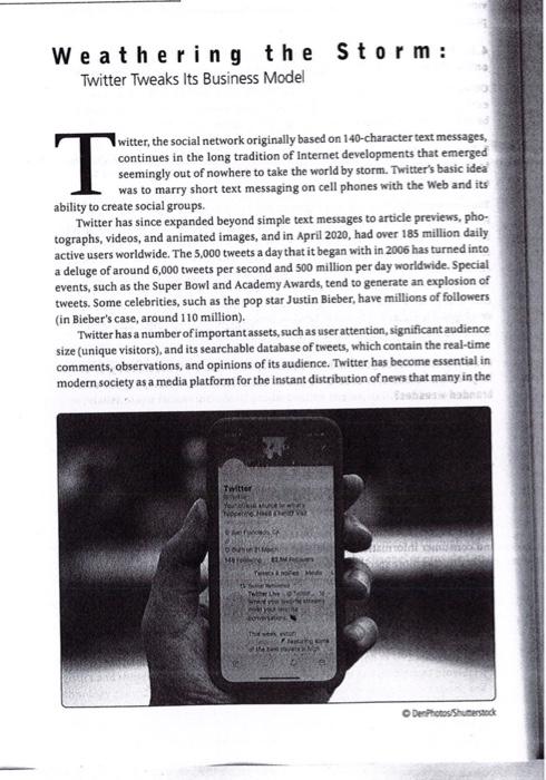 Solved Case Study Questions 1. What are Twitter's most | Chegg.com