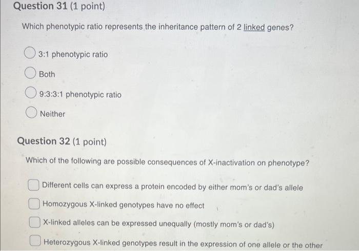 Solved Which phenotypic ratio represents the inheritance | Chegg.com