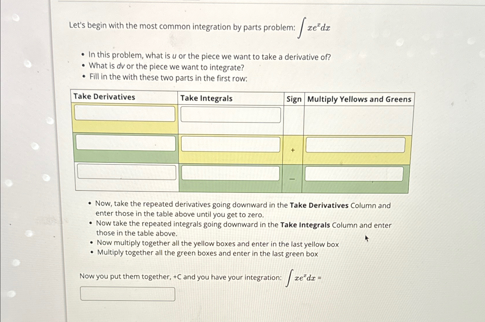 Solved Let's begin with the most common integration by parts | Chegg.com