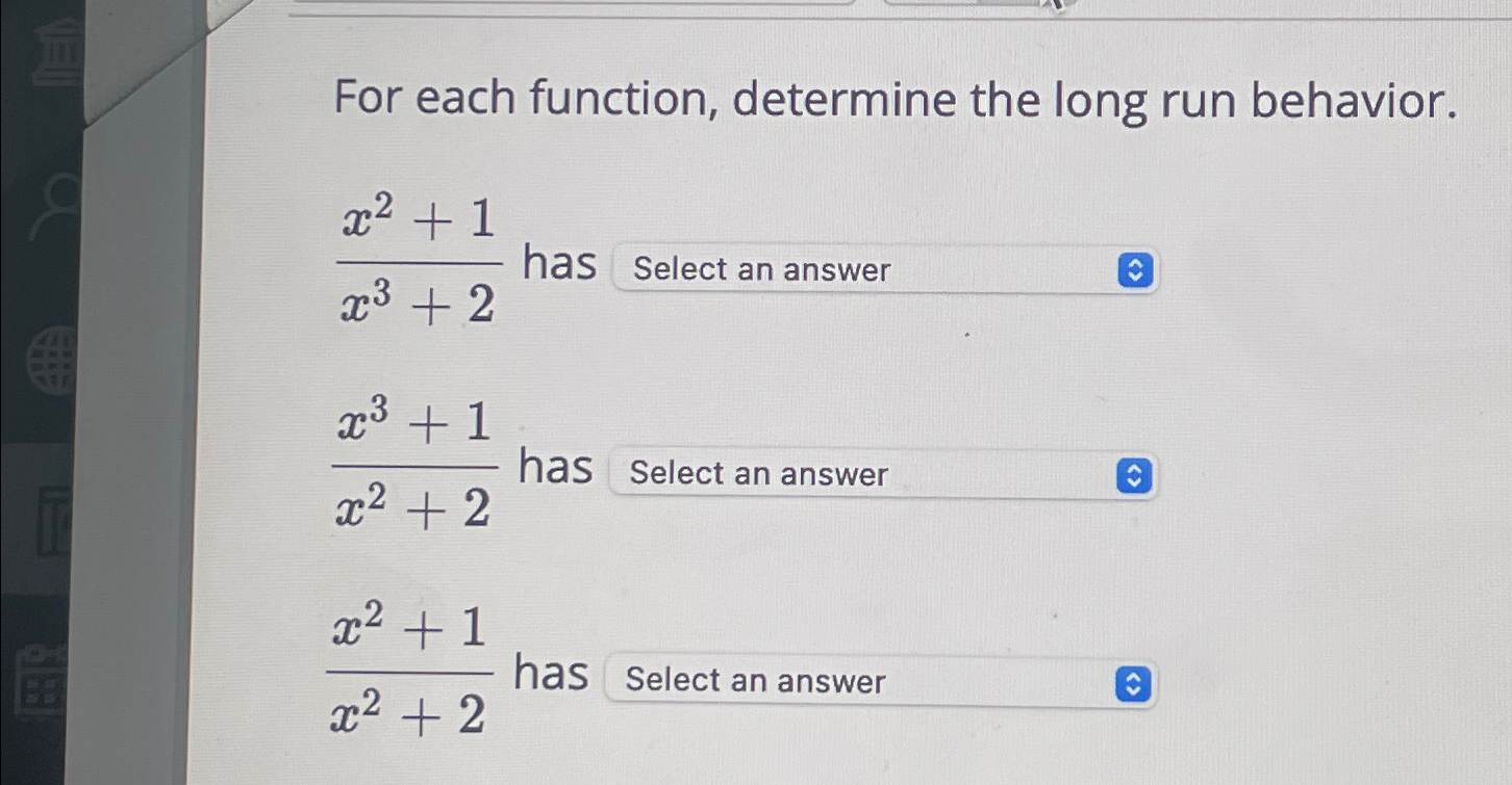 Solved For each function, determine the long run | Chegg.com