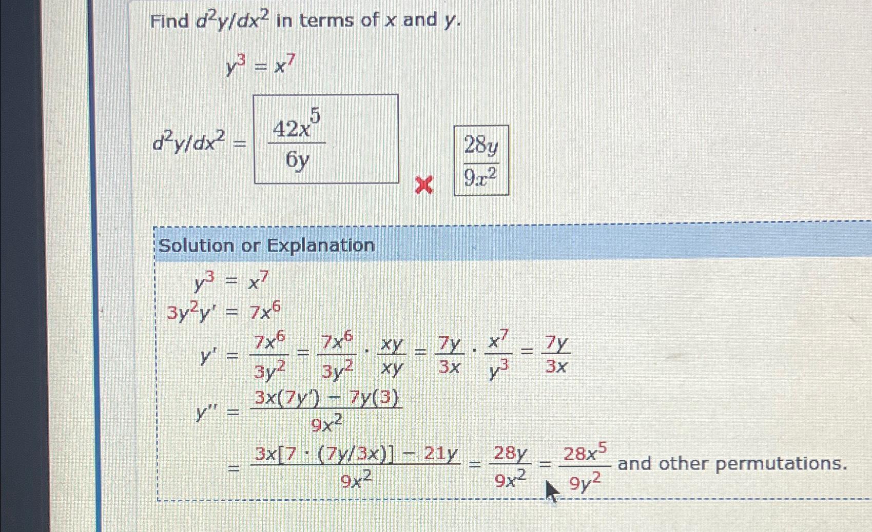 Solved Explain how this y''=3x(7y')-7y(3)9x2Simplyfies into | Chegg.com