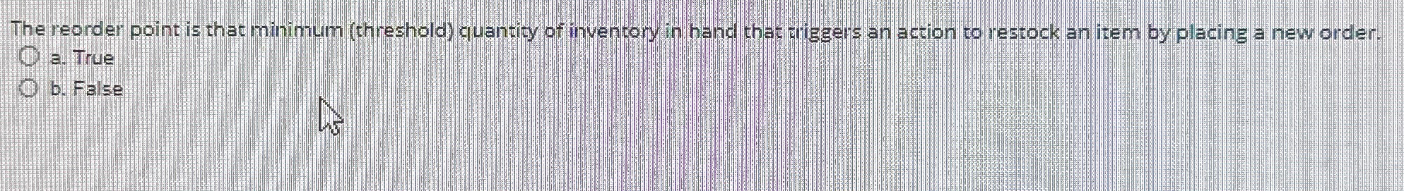 Solved The reorder point is that mininum (threshold) | Chegg.com