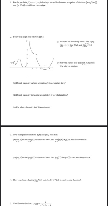 Solved 1. For the parabola f(x)=r.explain why a secant line | Chegg.com