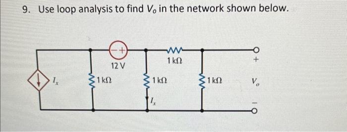 Solved 9. Use loop analysis to find Vo in the network shown | Chegg.com