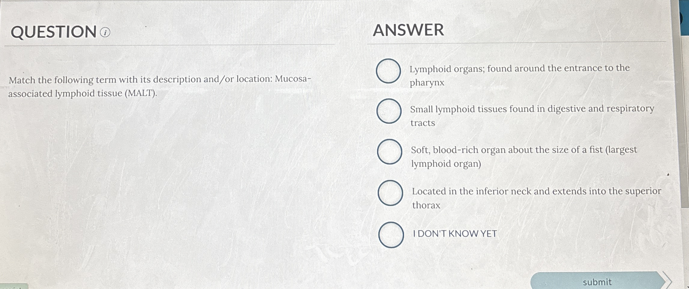 Solved QUESTIONANSWERMatch the following term with its | Chegg.com