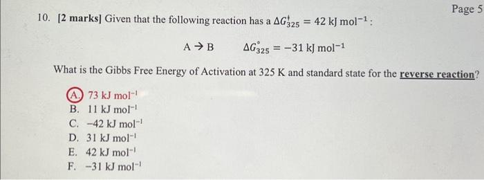 Solved 10. [2 marks] Given that the following reaction has a | Chegg.com