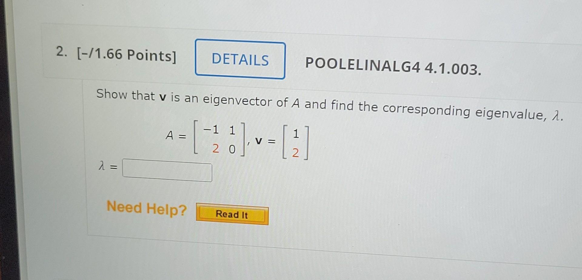 Solved 2. [-/1.66 Points] DETAILS POOLELINALG4 4.1.003. Show | Chegg.com