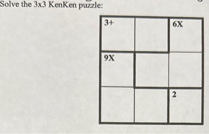 Solved Solve the 3×3 KenKen puzzle: | Chegg.com