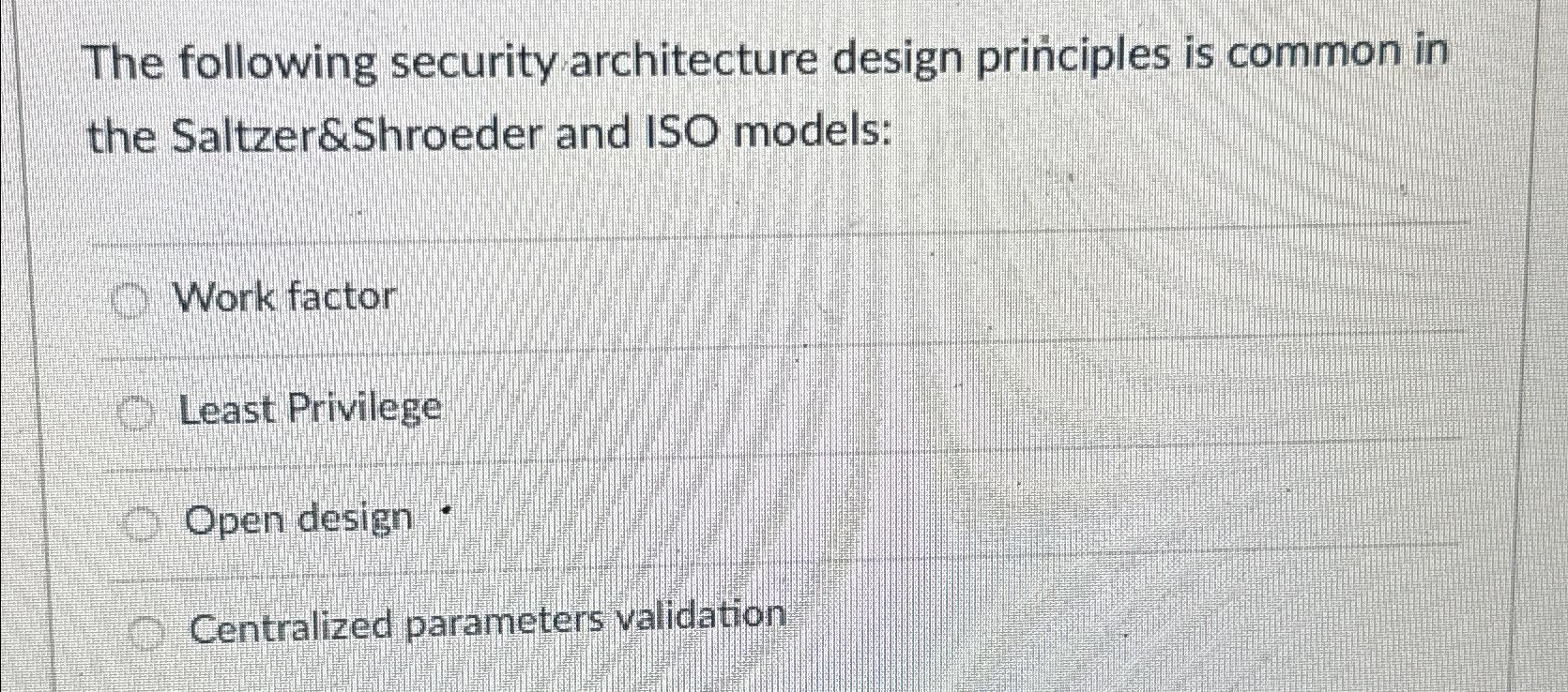 Solved The following security architecture design principles | Chegg.com