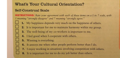 Solved What's Your Cultural Orientation?Self-Construal | Chegg.com