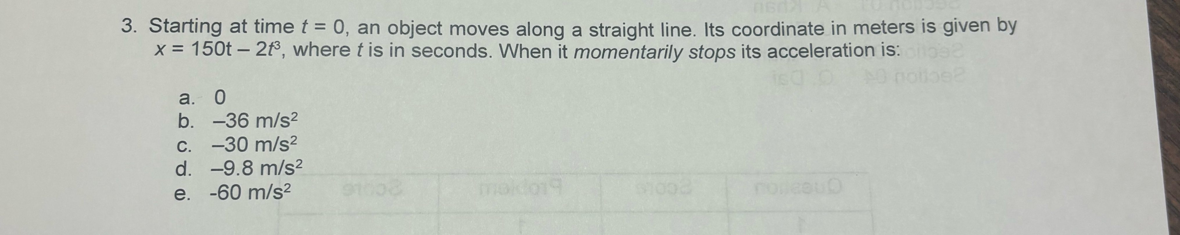 Solved Starting at time t=0, ﻿an object moves along a | Chegg.com