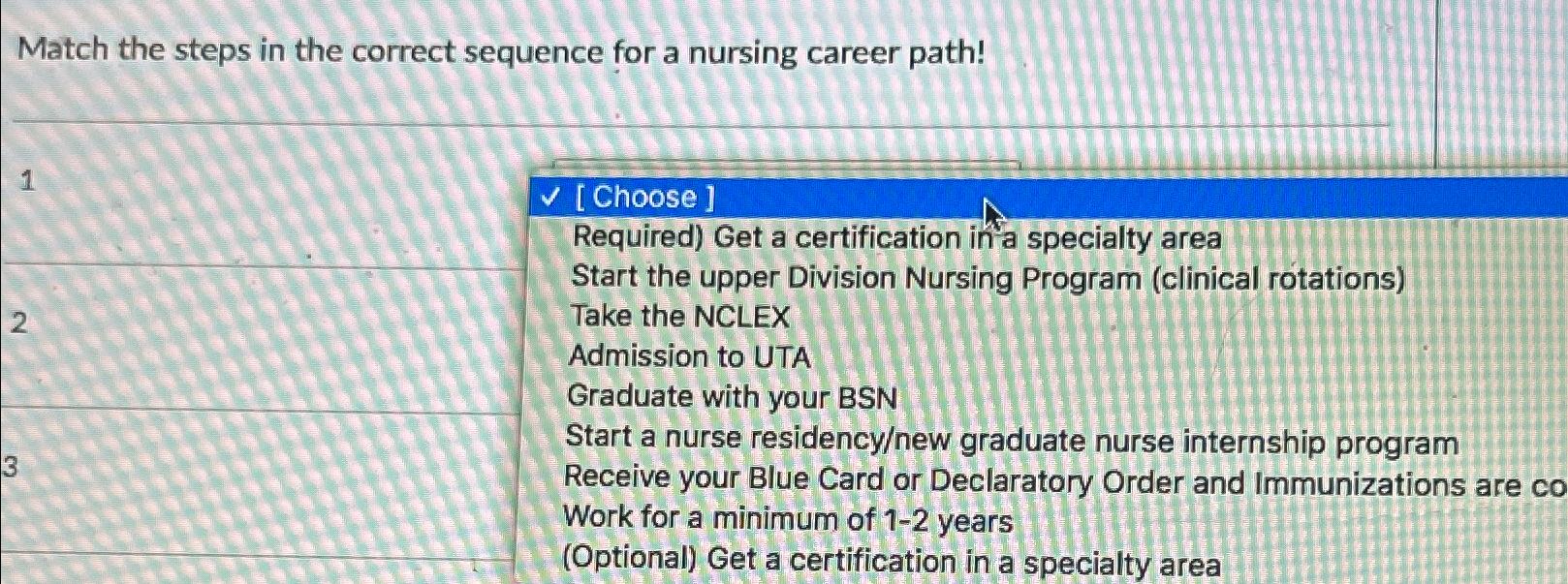 Solved Match the steps in the correct sequence for a nursing | Chegg.com