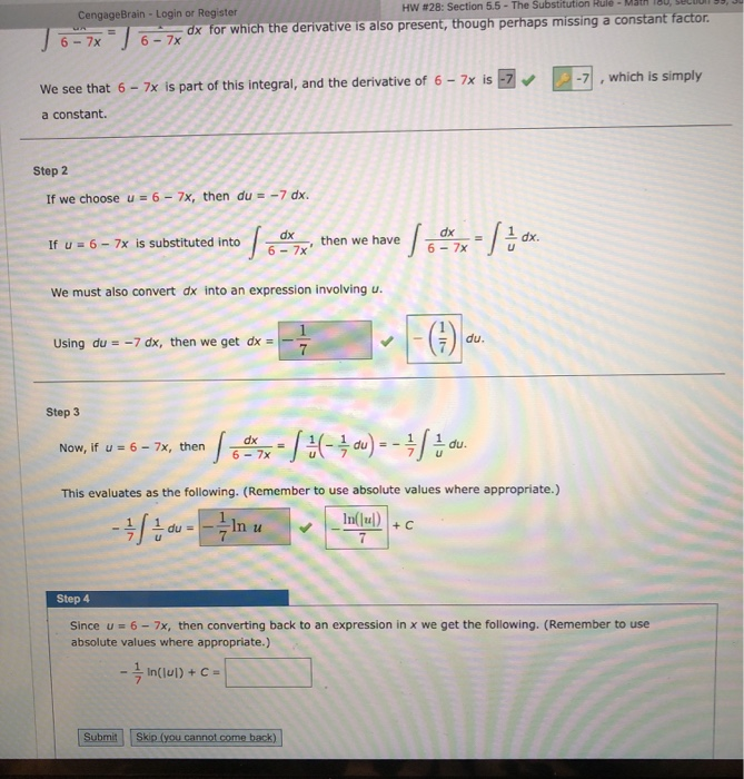 Solved Math 16-7x") 6-7 CengageBrain - Login or Register HW | Chegg.com