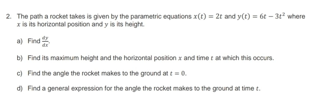 Solved The path a rocket takes is given by the parametric | Chegg.com
