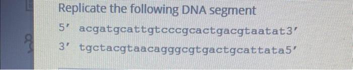 Solved Replicate the following DNA segment 5′ | Chegg.com Solved Replicate the following DNA segment 5′ | Chegg.com