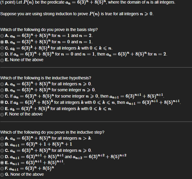 Solved (1 ﻿point) ﻿Let P(n) ﻿be the predicate | Chegg.com