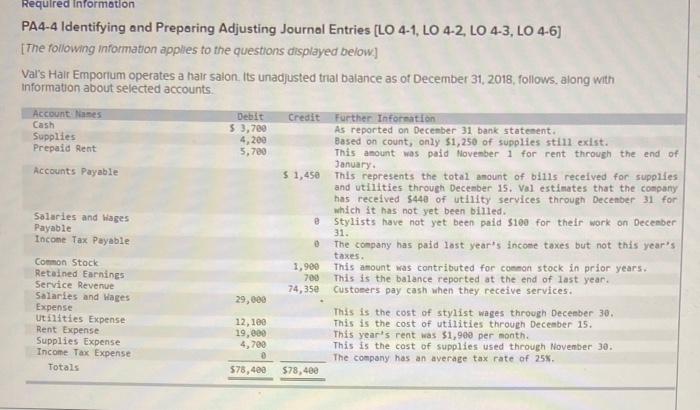 Solved Required Information PA4-4 Identifying and Preparing | Chegg.com