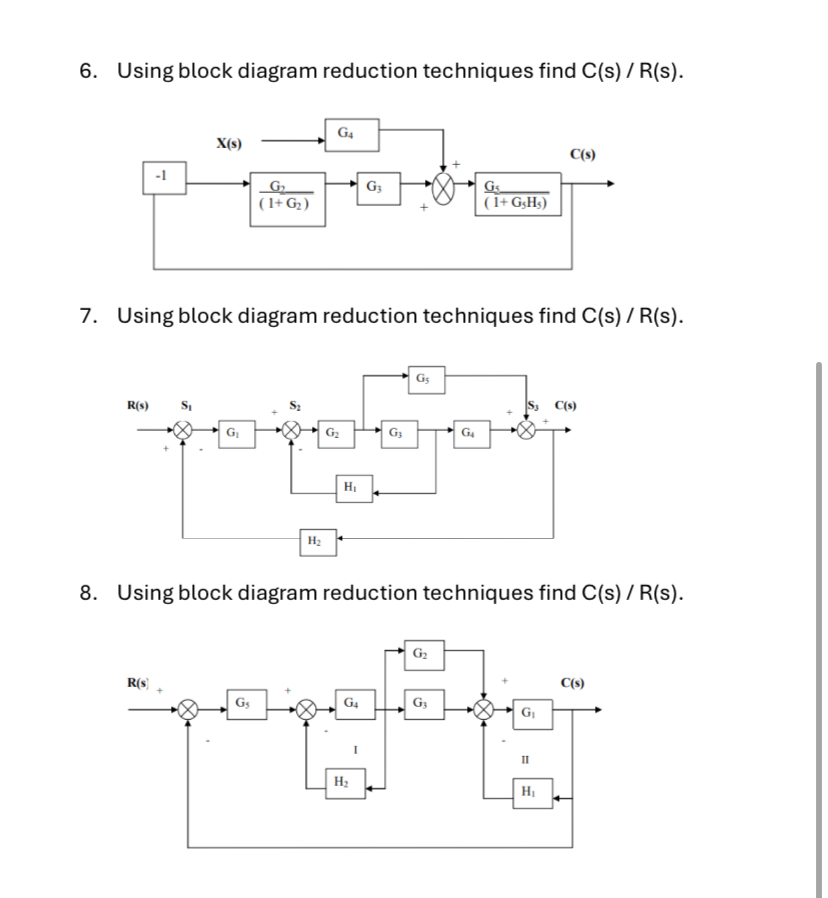 Solved Using block diagram reduction techniques find C(s) / | Chegg.com