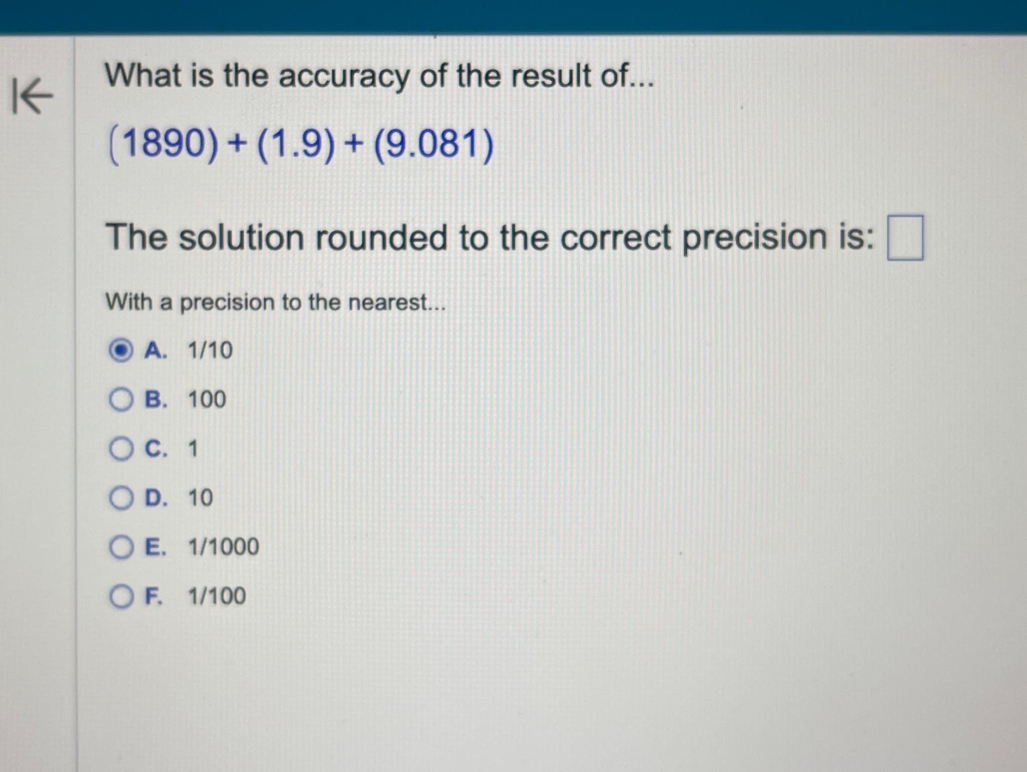 Solved What is the accuracy of the result | Chegg.com