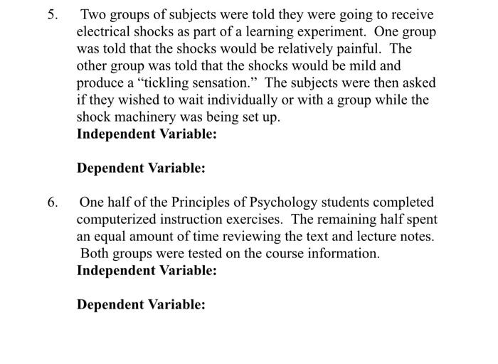 Solved Instructions: For each of the following research | Chegg.com