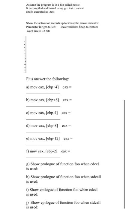 Solved Stack Frame and function Prologue and Epilogue Given | Chegg.com