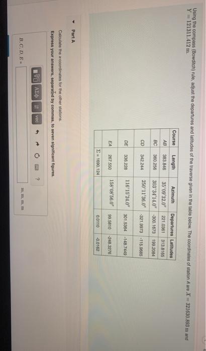 Solved Using the compass (Bowdich) rule, adjust the | Chegg.com