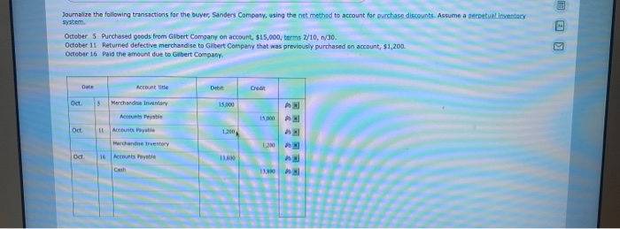 Solved Journalize the following transactions for the buyer, | Chegg.com