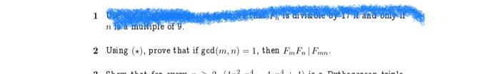 Solved One of the striking properties of Fibonacci numbers | Chegg.com