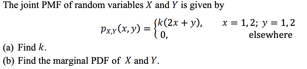 Solved The Joint Pmf Of Random Variables X and Y is Given