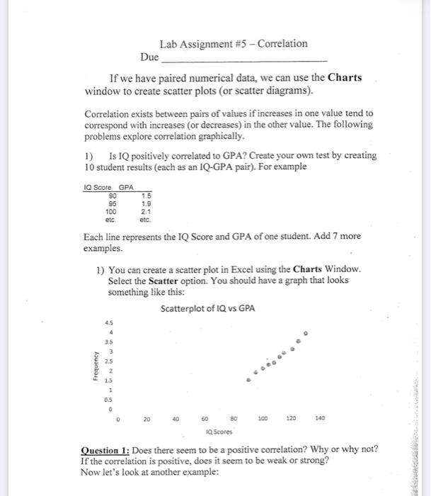 Solved Lab Assignment #5 - Correlation Due If we have paired | Chegg.com