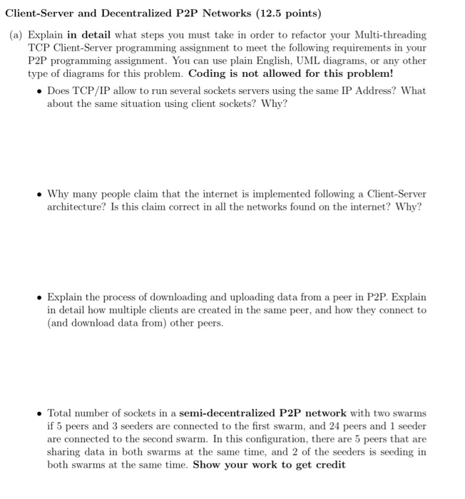 Solved Client-Server and Decentralized P2P Networks (12.5 | Chegg.com