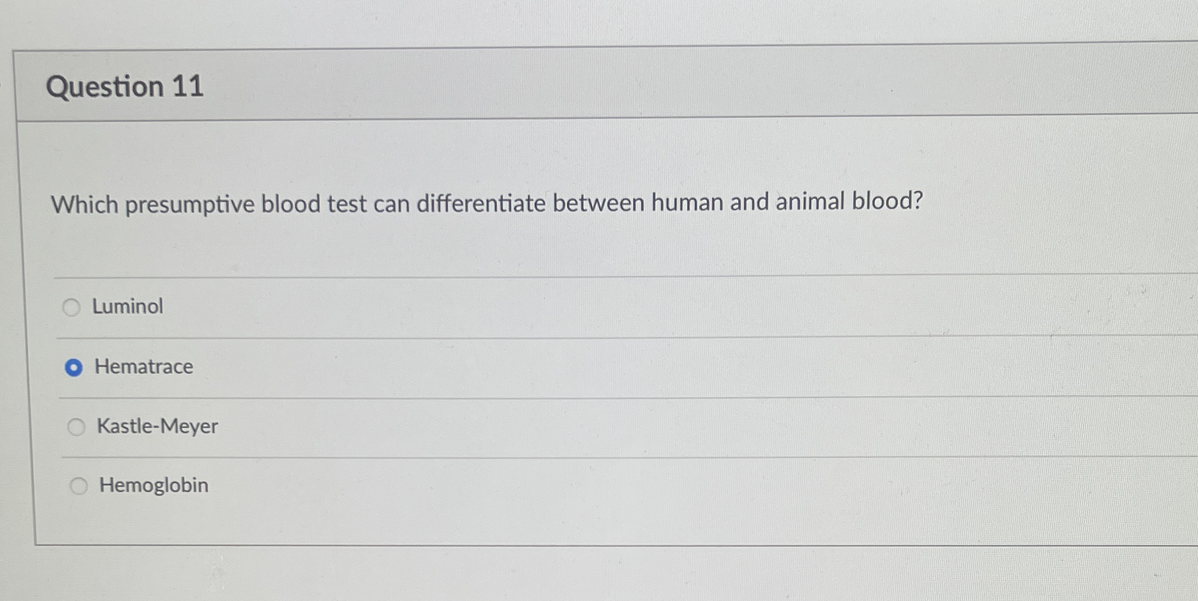 Solved Question 11Which presumptive blood test can | Chegg.com
