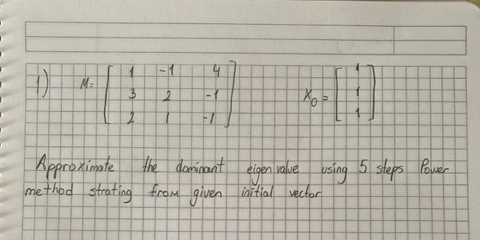 Solved Approximate the dominant eigenvalue using 5steps | Chegg.com