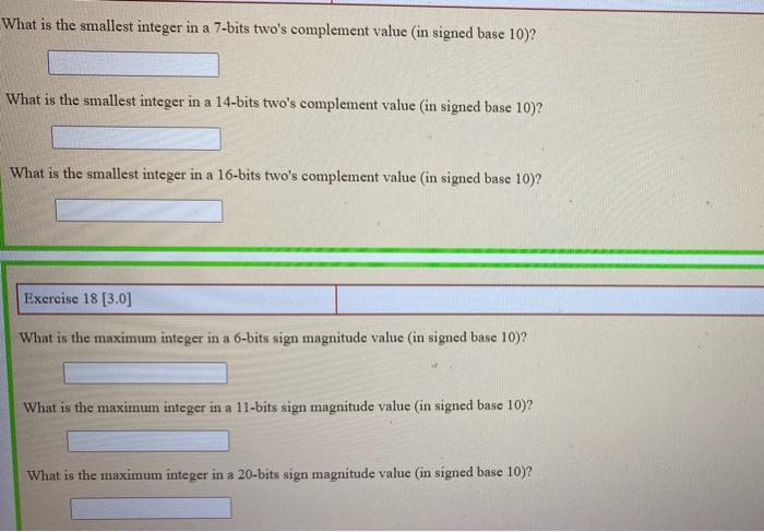Solved What is the smallest integer in a 7-bits two's | Chegg.com