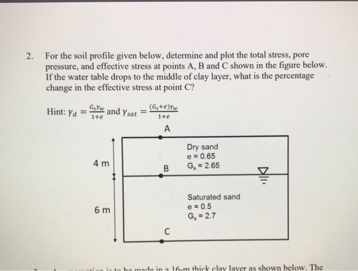 Solved 2. For the soil profile given below, determine and | Chegg.com